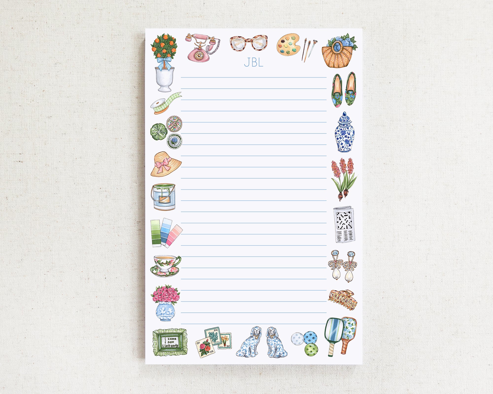 Grandmillennial Pastimes Personalized Notepad – Joanna Baker