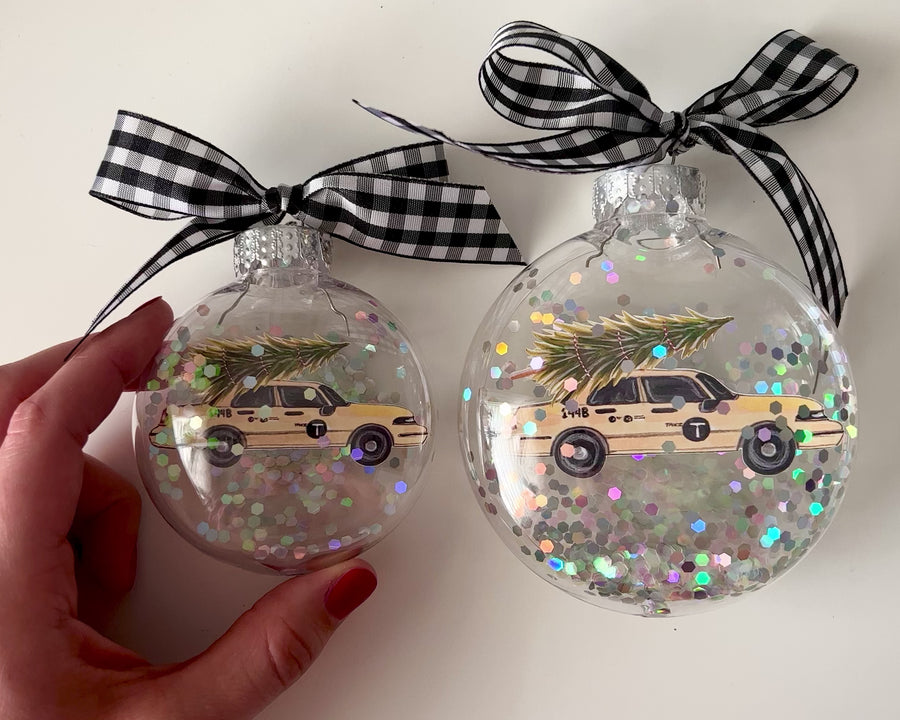 Taxi Cab Christmas Tree NYC Glitter Christmas Ornament – Joanna Baker