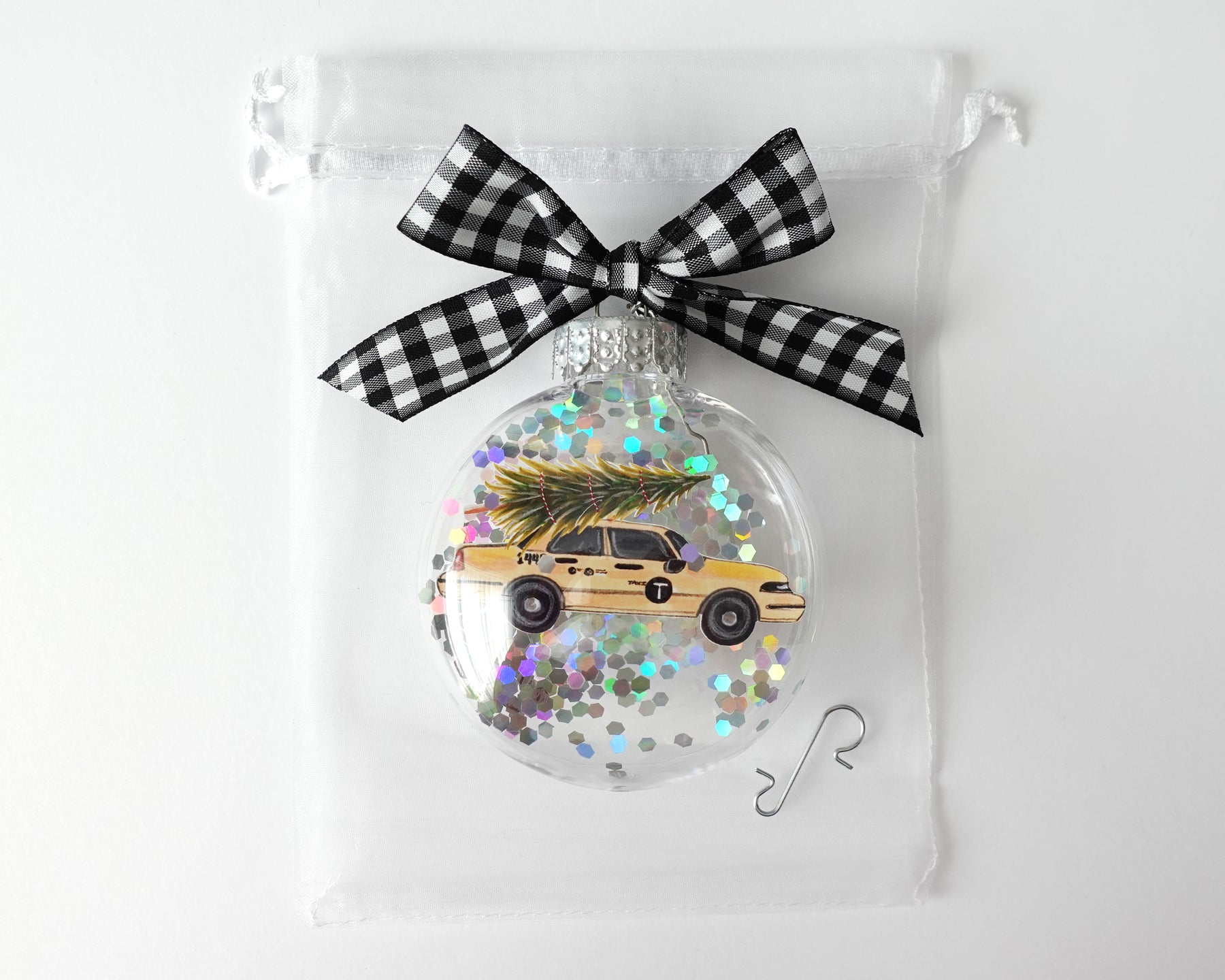 Taxi Cab Christmas Tree NYC Glitter Christmas Ornament – Joanna Baker